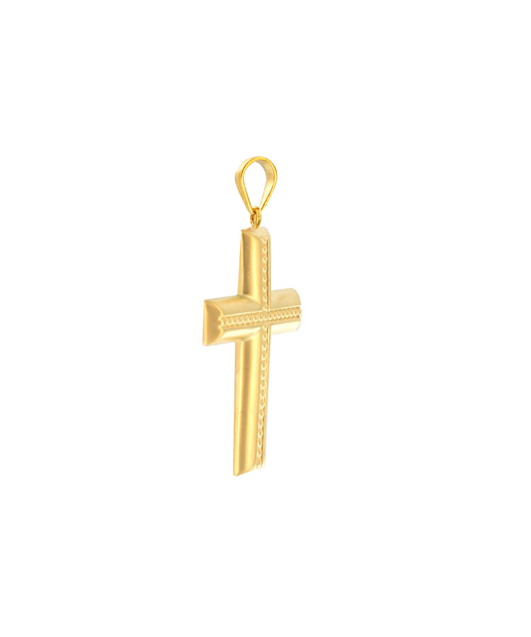 Gold cross pendant 14K - embellished cross necklace high polished